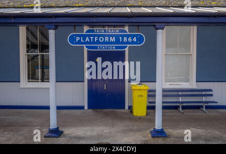 The Scottish railway station and Platform 1864 restaurant at Tain Stock ...