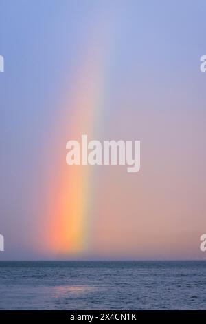 USA, Washington State, Seabeck. Rainbow over Hood Canal. Credit as: Don ...