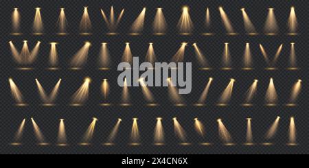Golden backlight effects 3d realistic vector illustration set. Glowing ...