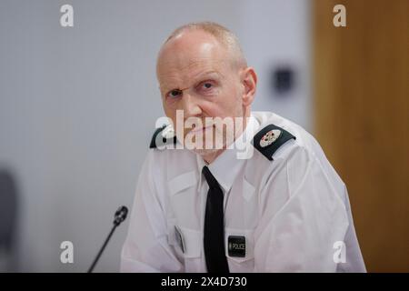 Assistant Chief Constable Davy Beck of the PSNI speaks to the media at ...