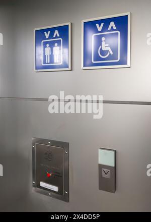 about the emergency telephone of an elevator Stock Photo - Alamy