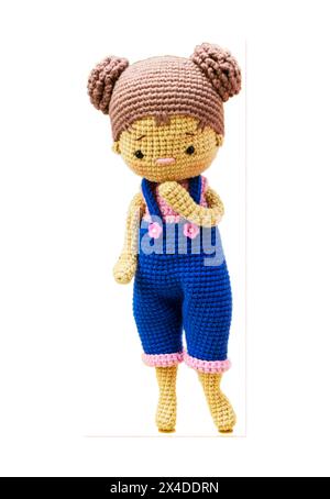 beautiful handmade rag doll girls on a white background Stock Photo - Alamy