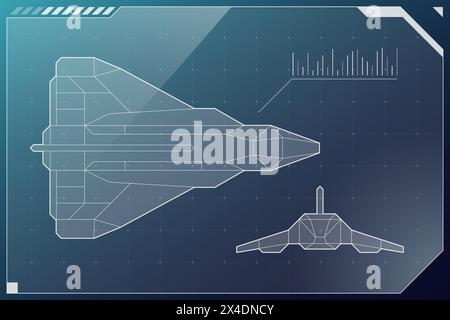 HUD spaceship or shuttle aircraft digital screen interface, vector ui or gui of Sci Fi space ...