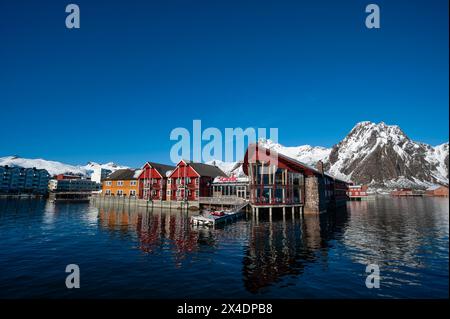 A scenic view of the Svolvaer waterfront and mountains. Svolvaer ...