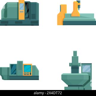 Cnc machine icons set cartoon vector. Mill controller. Industrial tool Stock Vector Image & Art ...