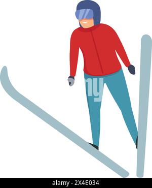 Outdoor ski jumper fun icon cartoon vector. Training equipment. Race ...