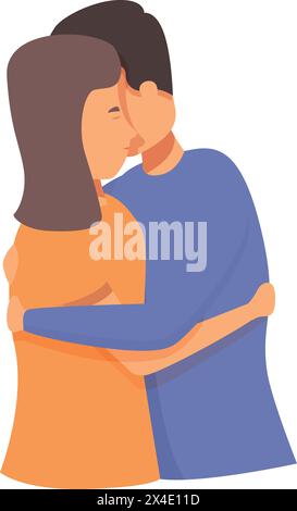 Young emotion embrace icon cartoon vector. Male and female. Happy ...
