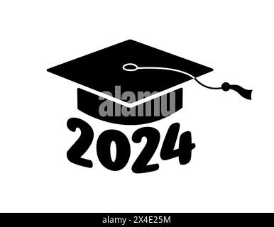 Graduation Cap 2024 Black and White Graduate Logo Stock Vector Image ...