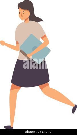 Running Workaholic Lady Icon Cartoon Vector Desk Task Leader Overwork
