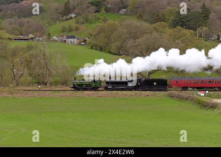 GWR 2-8-0 steam loco 3802 approaching Carrog at the Branch Line Gala ...