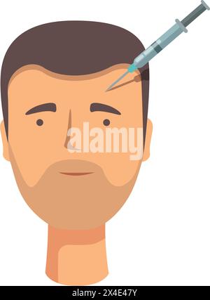 Man face botox shot icon cartoon vector. Drug inject. Medication ...