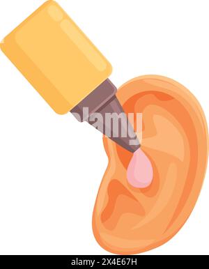 Cure ear liquid icon cartoon vector. Fluid care anatomy. Medication ...