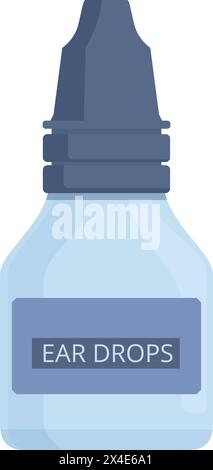 Sick ear cure icon cartoon vector. Ear drops bottle. Infection disease ...