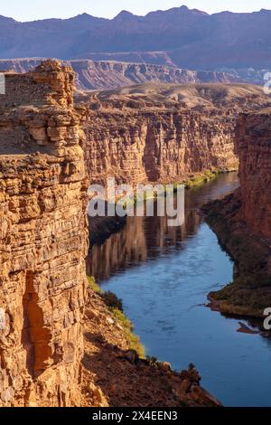 The Colorado River flows through the Canyon of Desolation at a low ...