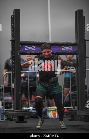 Strongman Luke Keiger is seen performing a Yoke walk at 2024 Oceania ...