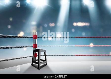 An empty seat in the corner of a boxing ring in the stadium arena Stock ...