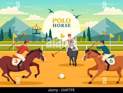 Polo Horse Sports with Player Riding Horse and Holding Stick use ...