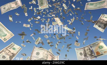 Dollar banknotes windfall money rain Stock Photo - Alamy