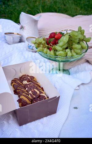 Pancakes with strawberry and natural yoghurt Stock Photo - Alamy