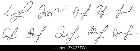 Hand written signature. Different example signatures isolated in white ...