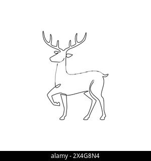 Funny deer line icon concept. Funny deer flat vector symbol, sign ...