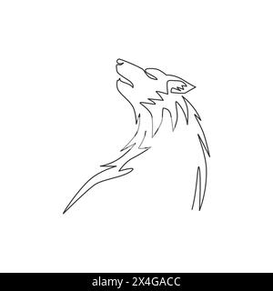 Single continuous line drawing of mysterious wolf for e-sport team logo ...