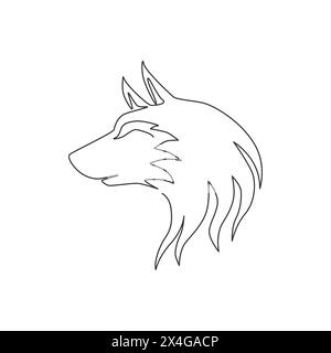 Minimalistic One Line Wolf Icon. Wolf one line hand drawing continuous ...
