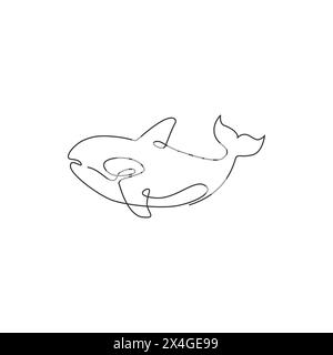 Minimalistic One Line Whale Icon. Line drawing fish or animal tattoo ...