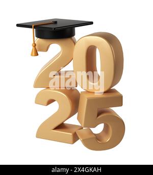 Class of 2025 3d icon. Congratulation graduates design template with ...
