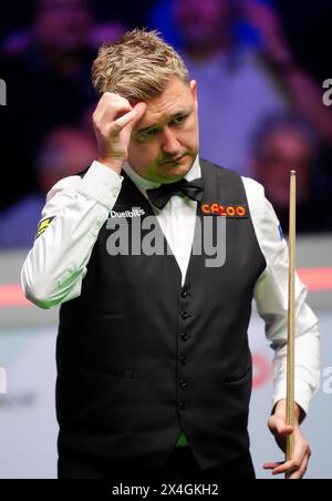 Kyren Wilson reacts during the final on day eight of the 2026 Johnstone ...