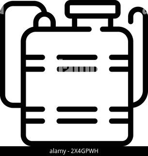 Sprayer, pest control, pesticides outline icons. Black and white ...