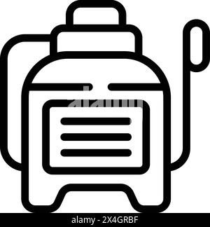 Sprayer, pest control, pesticides outline icons. Black and white ...