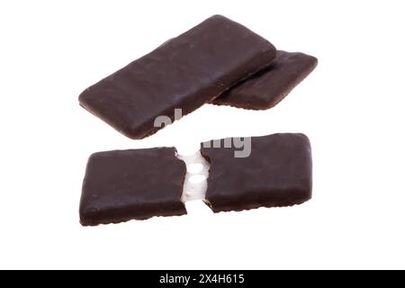 chocolate candies with mint filling isolated on white background Stock ...