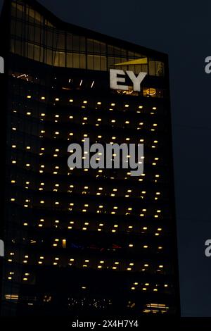 Close-up of sign for Ernst & Young (EY) on office building in Atlanta ...