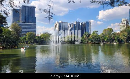 bangkok skyline with skyscpers from lumpini oark Stock Photo - Alamy