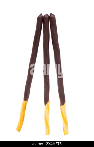 chocolate covered sticks isolated on white background Stock Photo - Alamy