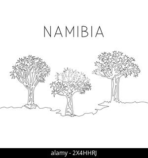 Single continuous line drawing of quiver tree forest. Decorative ...