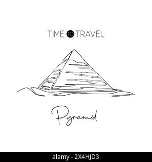 One continuous line drawing of Giza city skyline, Egypt. Beautiful ...