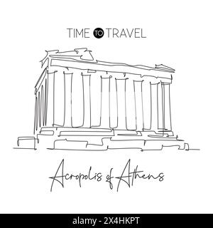 Parthenon continuous line drawing, vector illustration ancient building ...