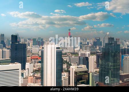 Aerial view of Bangkok modern office buildings, condominium in city ...