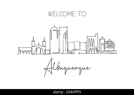 One continuous line drawing of Albuquerque city skyline, New Mexico ...