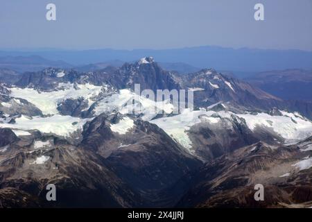 Aerial view of the Monarch Icefield in summer with Mt. Cerebrus ...