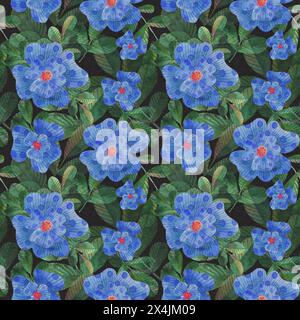 Handdrawn roses seamless pattern. Watercolor pink flowers on the white ...