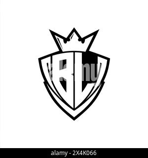 BL Letter logo with abstract shield shape with square black outline on ...