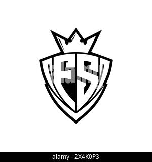 FS Letter logo with abstract shield shape with square black outline on ...