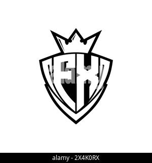 FX Letter logo with abstract shield shape with square white outline on ...