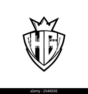 HG Letter logo with abstract shield shape with square white outline on ...