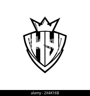 KY Letter logo with abstract shield shape with square white outline on ...