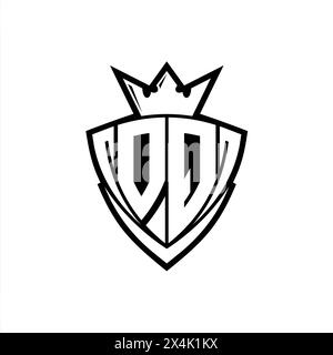 OQ Letter bold monogram with triangle curve shield shape with crown ...