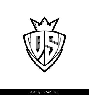 OS Letter logo with abstract shield shape with square black outline on ...